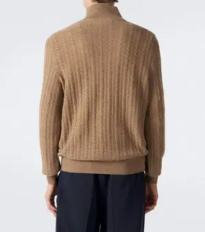 Fedeli Cable-knit Cashmere Quarter Zip Sweater - Brown