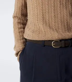 Fedeli Cable-knit Cashmere Quarter Zip Sweater - Brown