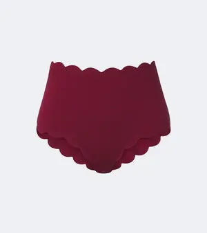 Marysia Marysia Santa Monica Scalloped Bikini Bottoms Burgundy