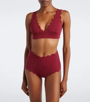 Marysia Santa Monica Scalloped Bikini Bottoms - Burgundy