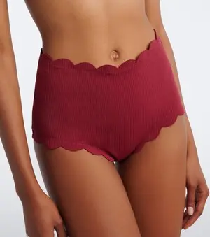 Marysia Santa Monica Scalloped Bikini Bottoms - Burgundy