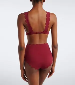 Marysia Santa Monica Scalloped Bikini Bottoms - Burgundy