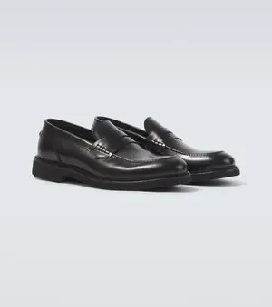 Canali Leather Penny Loafers - Black