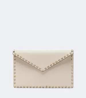 Valentino Garavani Rockstud Large Leather Pouch - White
