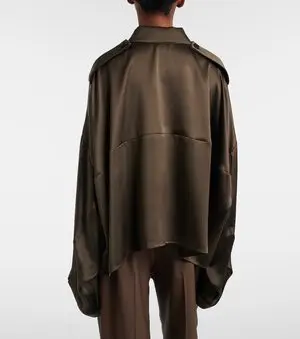 Khaite Asymmetrical Silk Satin Shirt - Green