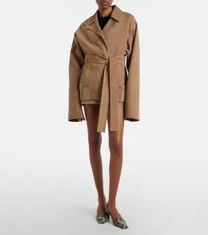 Khaite Alder Belted Suede Jacket - Beige