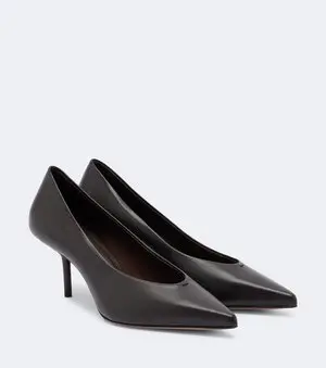 Max Mara Leather Pointed Toe Pumps - Brown