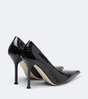 CHRISTEN Helix Snake-effect Leather Pumps - Black