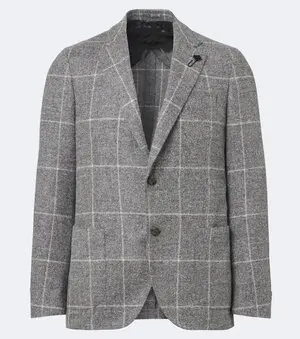 LARDINI Checked Alpaca And Wool-blend Blazer