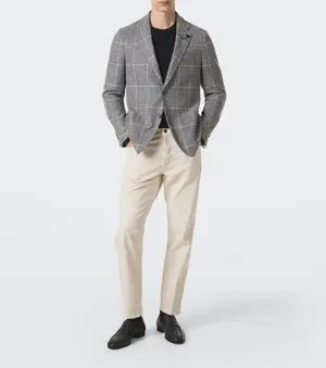 LARDINI Checked Alpaca And Wool-blend Blazer