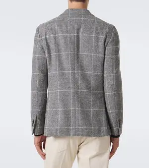 LARDINI Checked Alpaca And Wool-blend Blazer