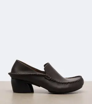 Loewe Oval Leather Loafer Pumps