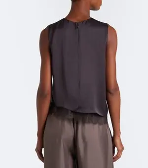 Vince Lace-trimmed Satin Top - Grey