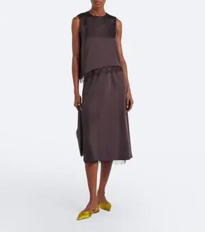 Vince Lace-trimmed Satin Top - Grey