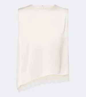 Vince Lace-trimmed Satin Sleeveless Top - White