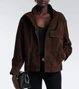 NILI LOTAN Cirque Suede Jacket - Brown