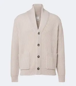 ALLUDE Ribbed-knit Wool And Cashmere Cardigan - Beige