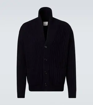 ALLUDE Ribbed Wool And Cashmere Cardigan - Blue