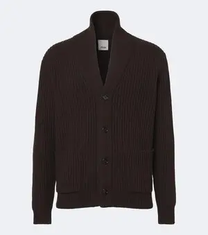 ALLUDE Ribbed-knit Wool And Cashmere Cardigan - Brown
