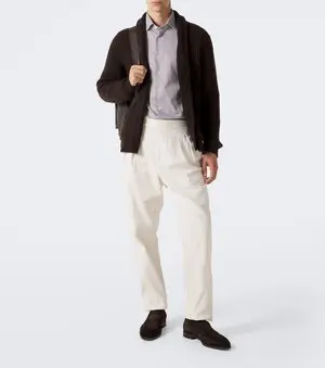 ALLUDE Ribbed-knit Wool And Cashmere Cardigan - Brown