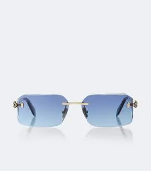 BVLGARI Rectangular Sunglasses With Tone Accents - Gold