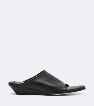 CHRISTEN Stretch Leather Wedge Mules - Black