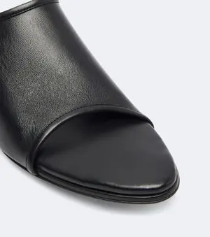 CHRISTEN Stretch Leather Wedge Mules - Black