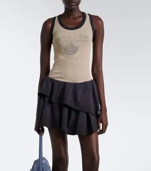 Acne Studios Printed Ribbed-knit Tank Top - Beige