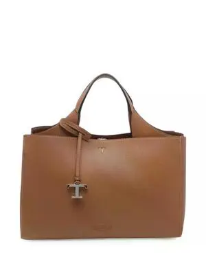 TOD'S Logo-charm Leather Tote Bag - Brown