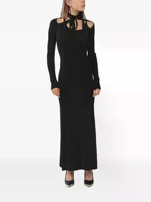 Y/project Tie-neck Cut-out Maxi Dress - Black