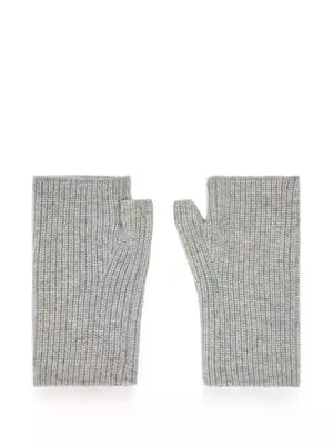 MOORER Ribbed-knit Fingerless Gloves - Grey