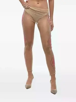 Dsquared2 Rhinestone-embellished Sheer Leggings - Neutrals