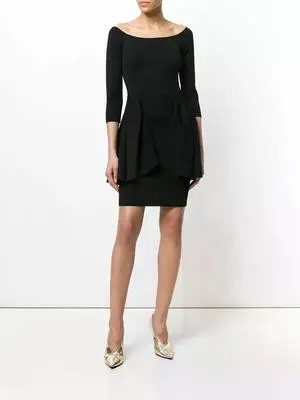 Stella McCartney Scoop Neck 3/4 Sleeve Ruffled Mini Dress