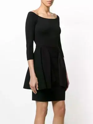 Stella McCartney Scoop Neck 3/4 Sleeve Ruffled Mini Dress