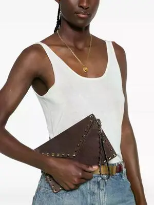 Valentino Garavani Valentino Garavani Rockstud Envelope Clutch Bag Brown