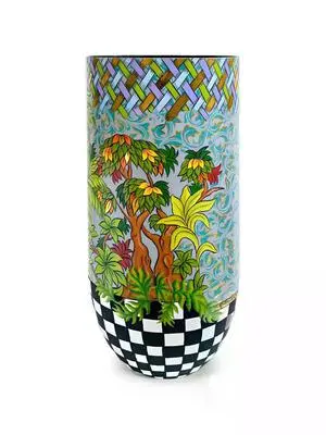 TOMS DRAG Jungle Palm Tree-print Checkered Planter Pot - Green