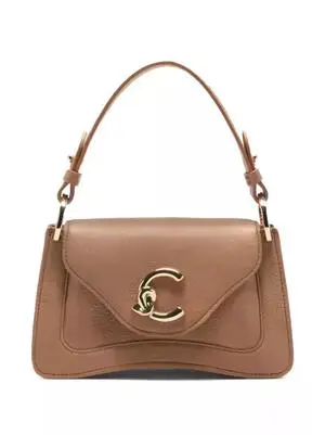 COCCINELLE Coccinelle C-Me Logo Plaque Pebbled Leather Tote Bag Neutrals