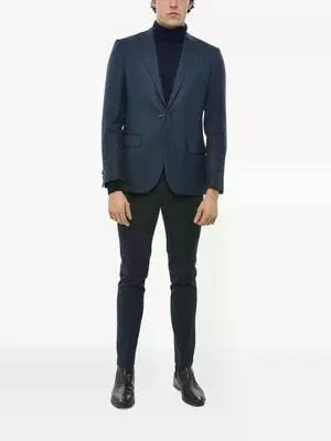Corneliani Herringbone Single-breasted Blazer - Blue