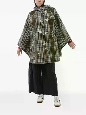 Woolrich Hawthorn Check-pattern Cape With Drawstring Hood - Green