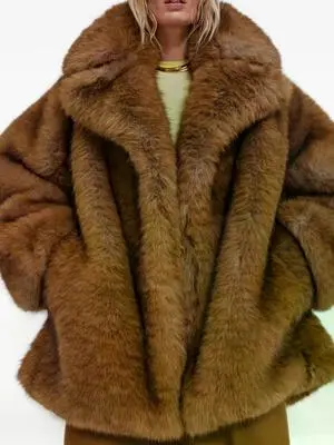 DARKPARK Faux-fur Oversized Coat - Brown