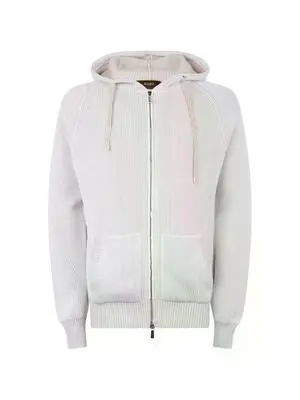 MOORER Ribbed-knit Zip-up Cardigan
