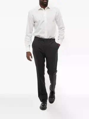 Corneliani Flat-front Wool Trousers - Grey