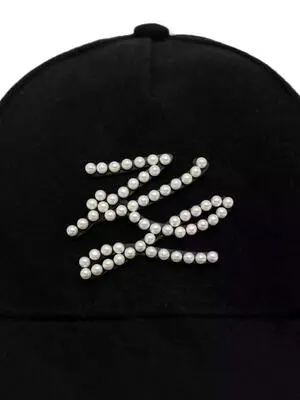 Karl Lagerfeld Pearl Embellished Logo Cap