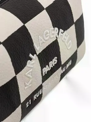Karl Lagerfeld Checkered Logo-embroidered Cosmetic Case