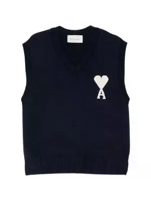 AMI Paris De Coeur V-neck Sweater - Blue
