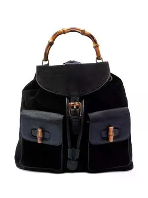 Gucci 20th Century Suede Bamboo Backpack
