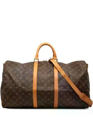LOUIS VUITTON 1990 Monogram Keepall Bandouliere 55 Travel Bag - Brown