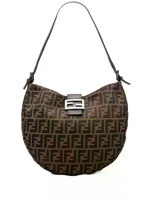 Fendi 2000-2010 Zucca Canvas Croissant Hobo Shoulder Bag - Brown