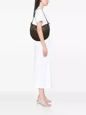 Fendi Zucca Canvas Croissant Hobo Shoulder Bag