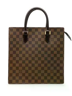 LOUIS VUITTON 1997 Damier Ebene Venice Sac Plat Tote Bag - Brown